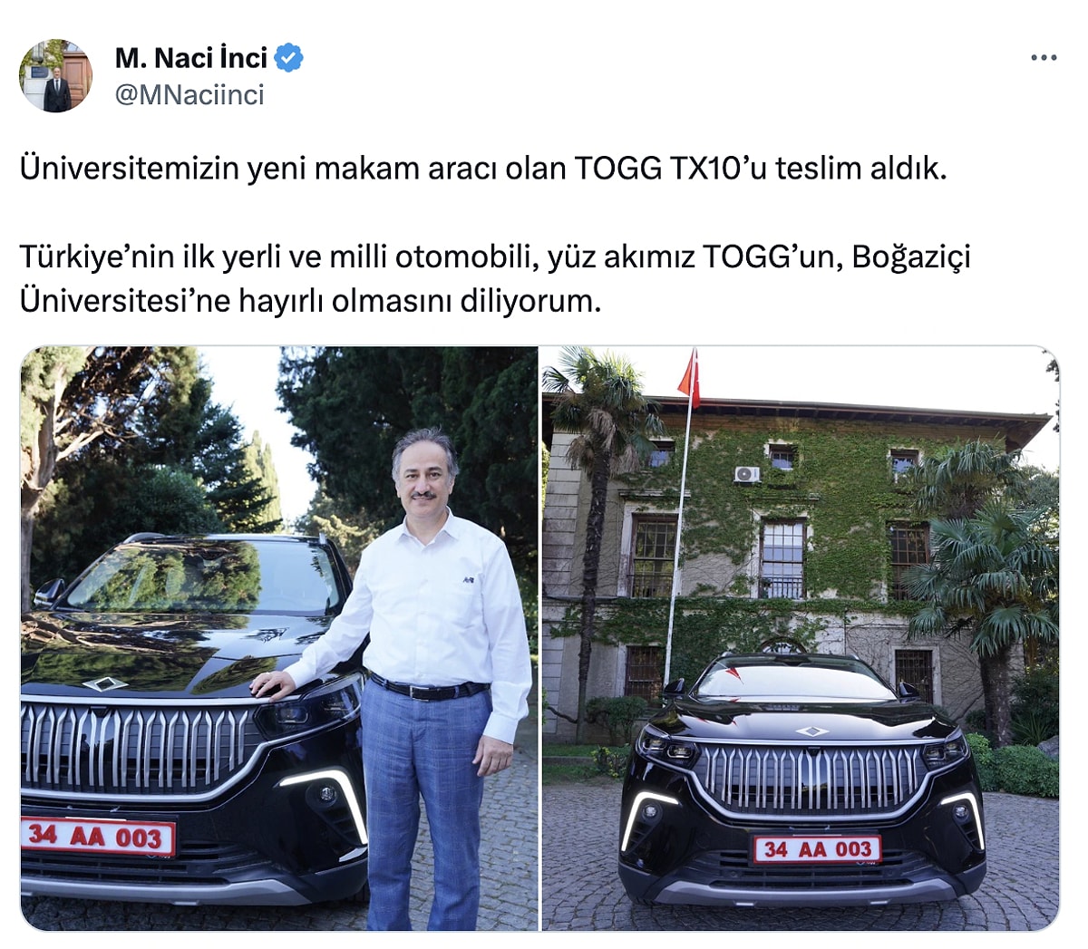 Makam Aracını Paylaşan Boğaziçi Üniversitesi Rektörü Naci İnci'ye Tepki ...