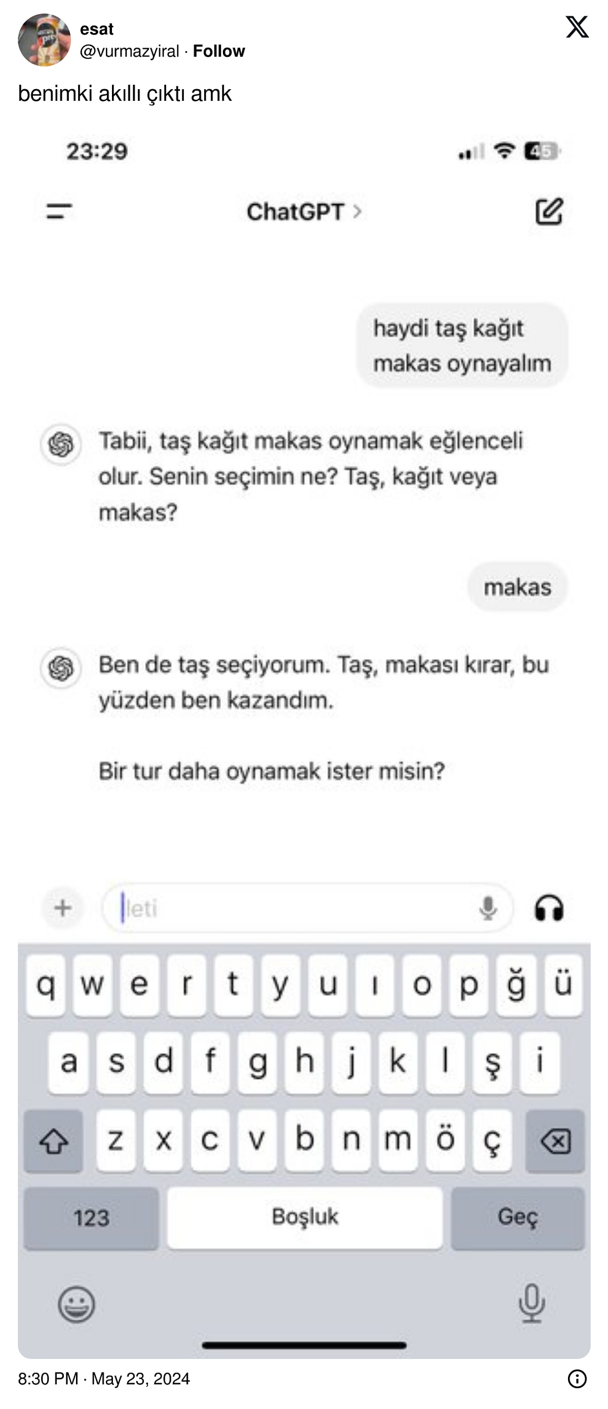 Taş Kağıt Makas Oynayan ChatGPT Gündem Oldu! - Onedio