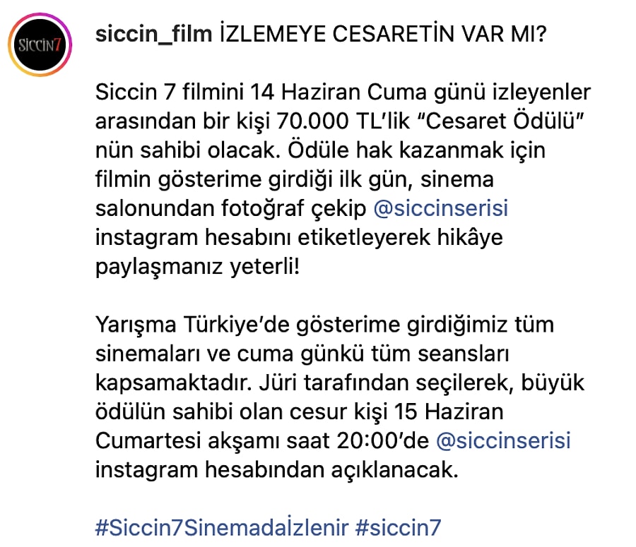 Siccin 7 Filminin Yapımcısı Ödül Dağıtacak - Onedio