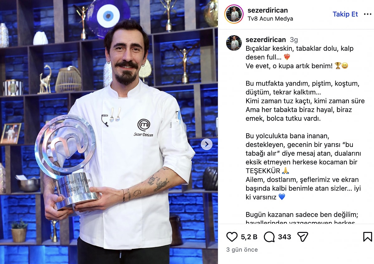 MasterChef'i Kim Kazandı? Şampiyon Kim Oldu? İlk Paylaşım - Onedio